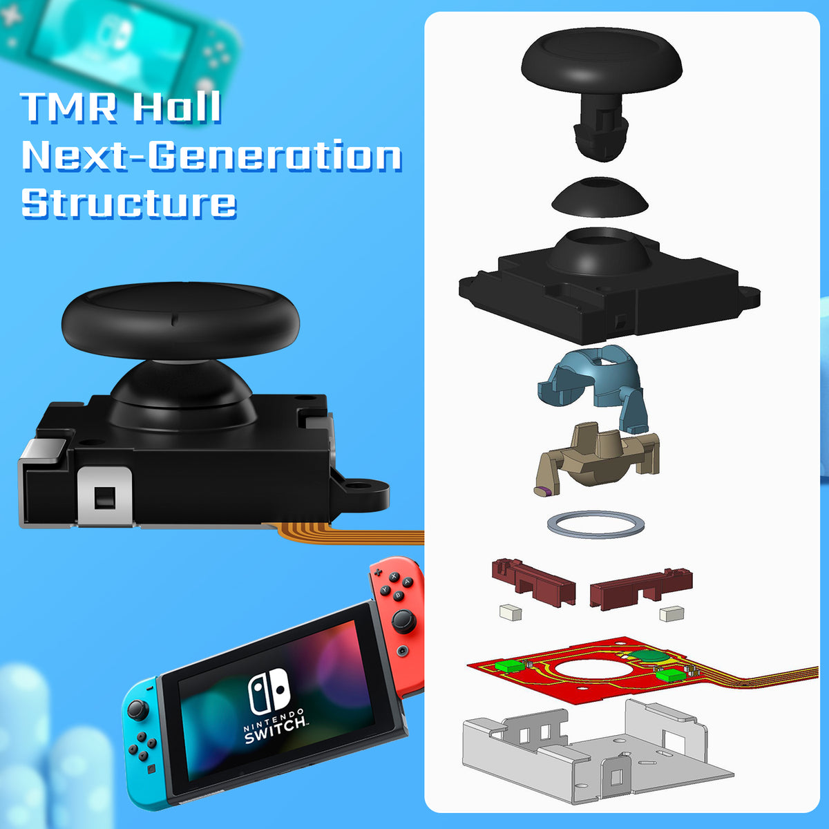 World's 1st TMR Hall Joystick for Nintendo Switch /Oled /Lite, with To